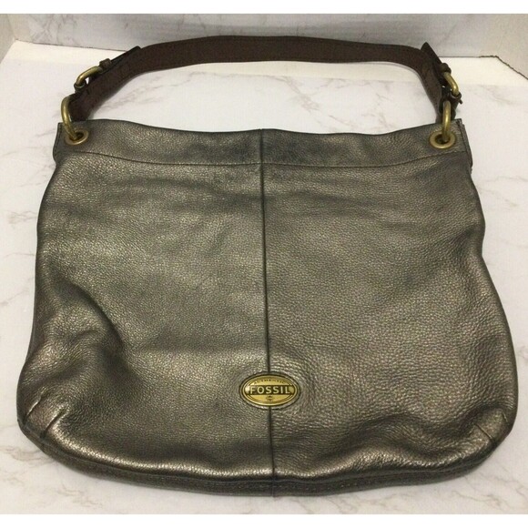 Fossil | Bags | Fossil Explorer Metallic Silver Leather Shoulder Bag ...